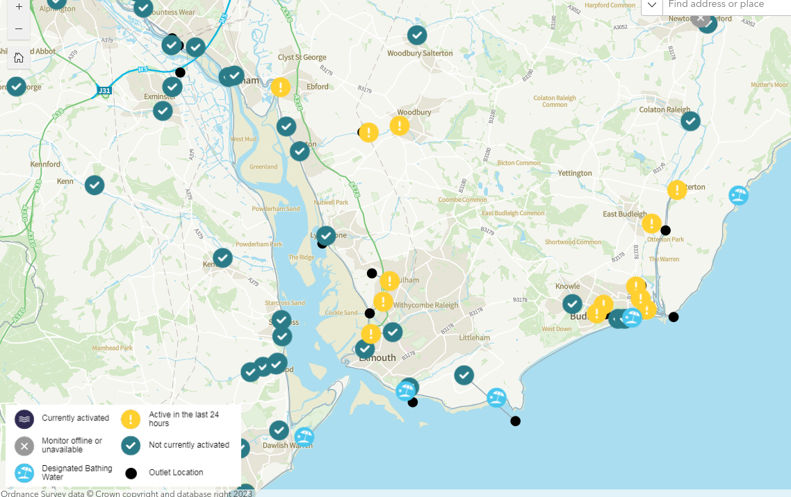 Current sewer discharge map – Ebford, Woodbury, Exmouth, Otter and ...