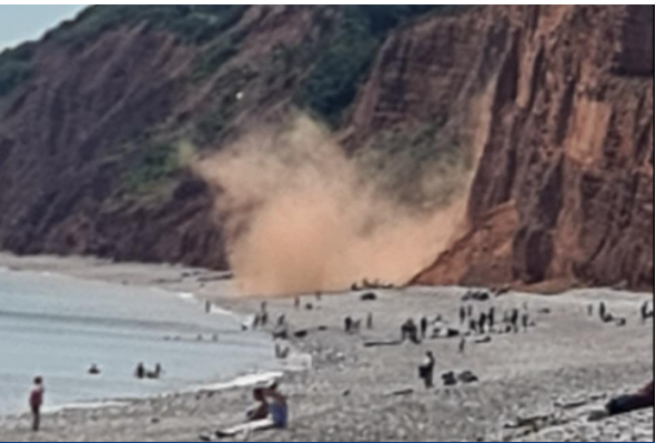 Budleigh cliff fall leaves huge dust plume by beach | East Devon Watch